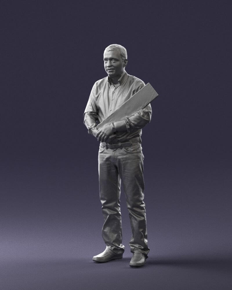 Man Holding Sign (0621) - 3D Model by 3DFarm