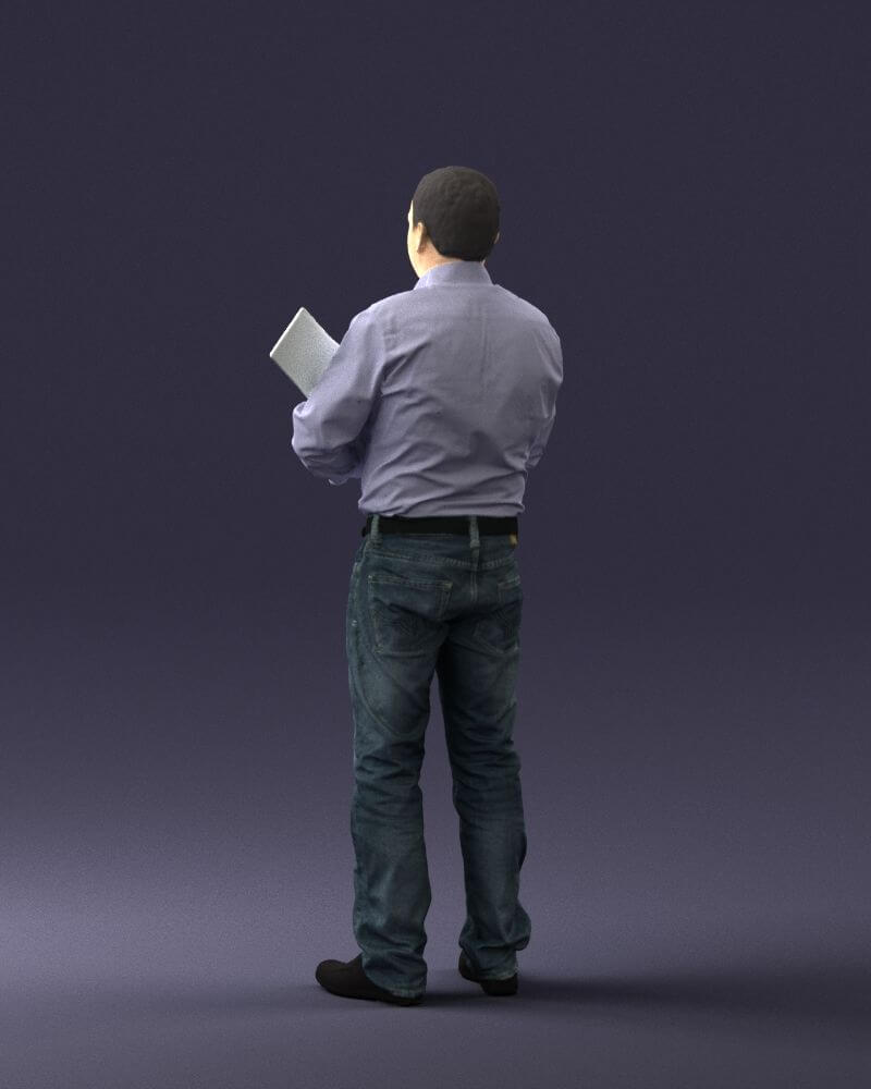 Man Holding Sign (0621) - 3D Model by 3DFarm