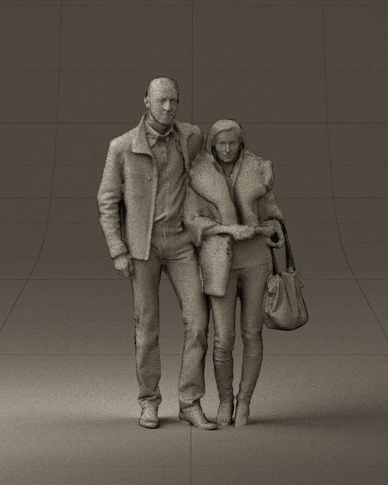 Man Hug Woman in White Coat (0855) - 3D Model by 3DFarm