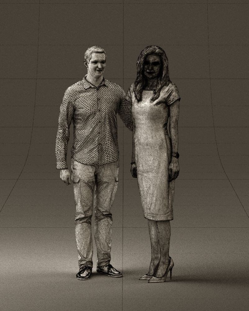 Man Hug Woman One Hand (0793) - 3D Model by 3DFarm