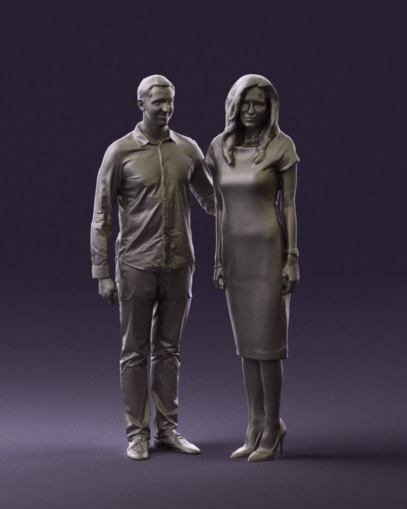 Man Hug Woman One Hand (0793) - 3D Model by 3DFarm