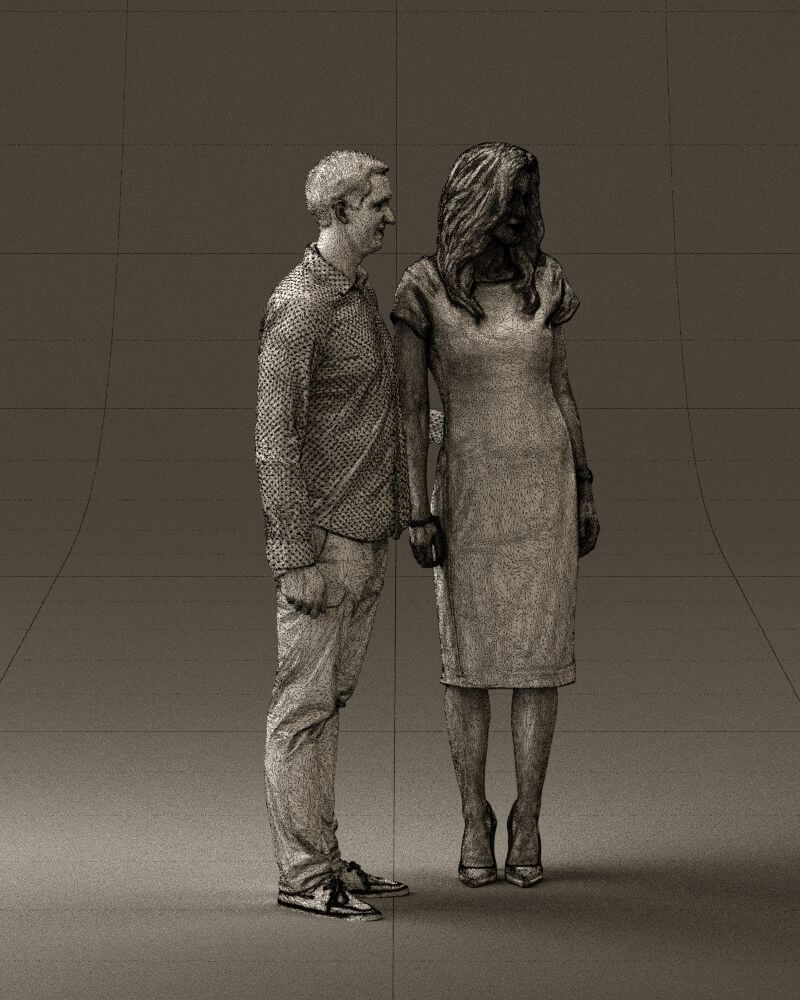 Man Hug Woman One Hand (0793) - 3D Model by 3DFarm