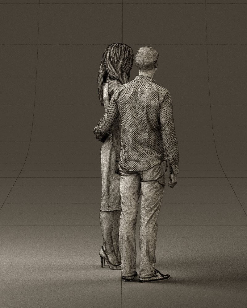 Man Hug Woman One Hand (0793) - 3D Model by 3DFarm