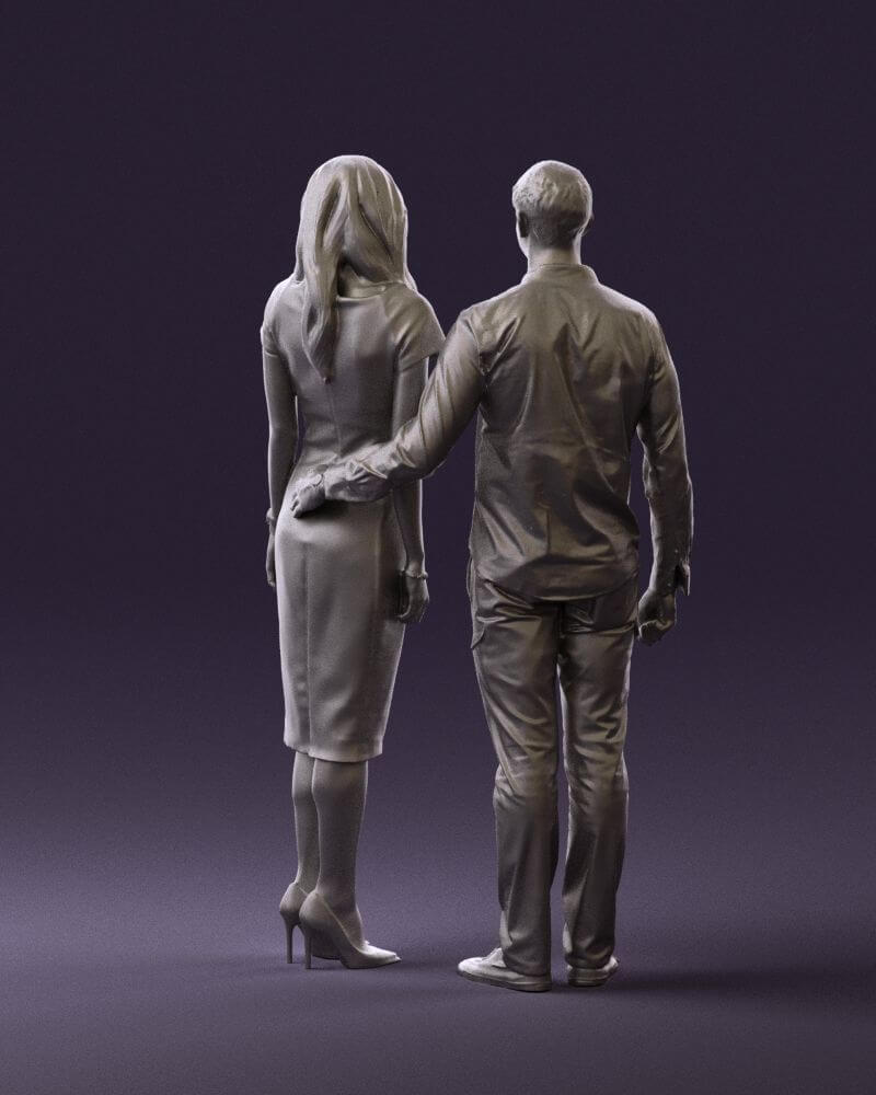 Man Hug Woman One Hand (0793) - 3D Model by 3DFarm