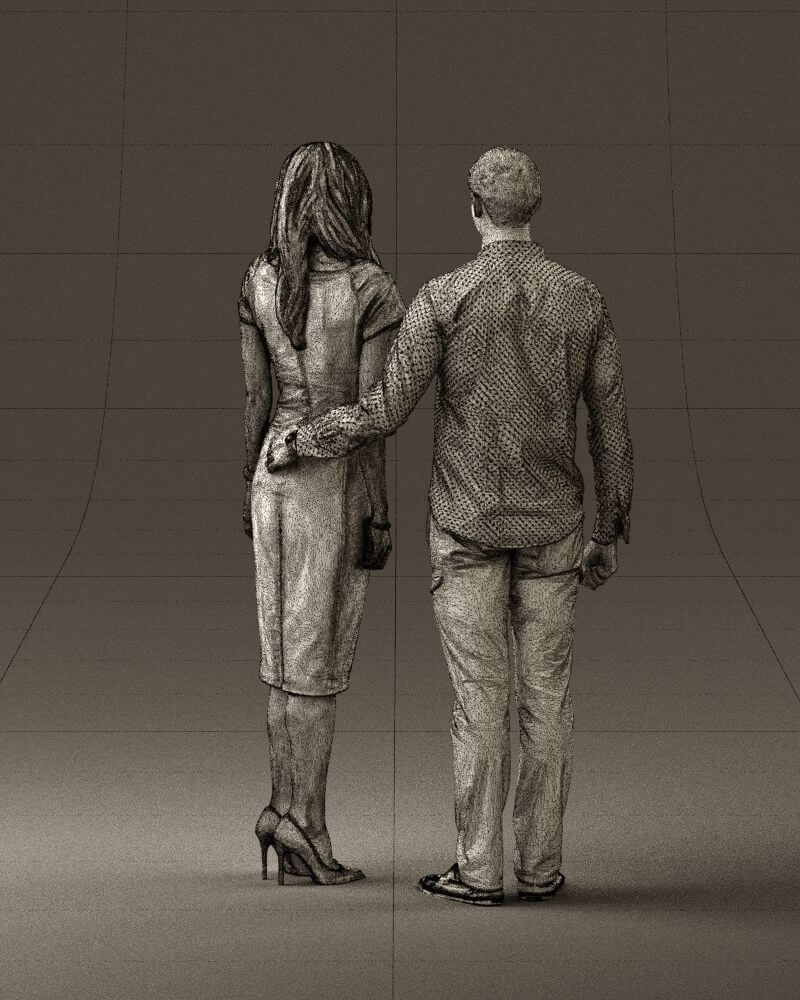 Man Hug Woman One Hand (0793) - 3D Model by 3DFarm