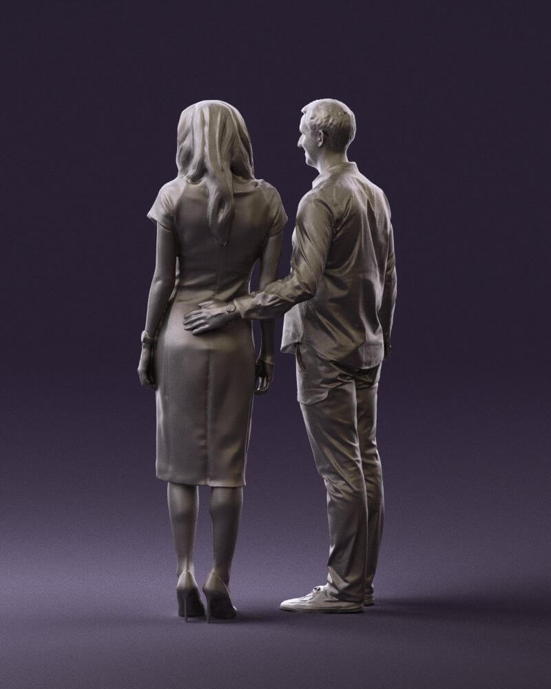 Man Hug Woman One Hand (0793) - 3D Model by 3DFarm