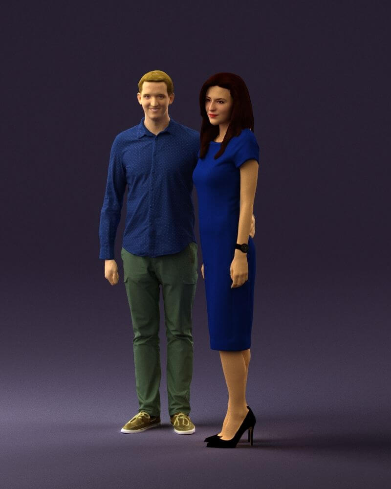 Man Hug Woman One Hand (0793) - 3D Model by 3DFarm