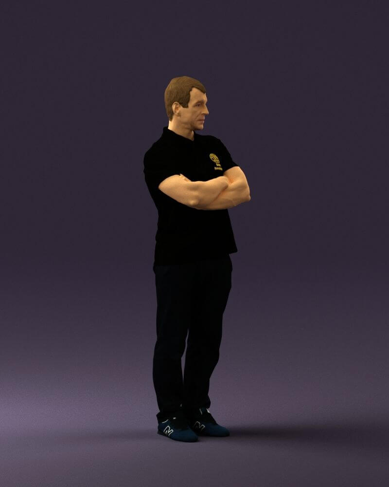 Man in Black in Close Pose (0827) - 3D Model by 3DFarm