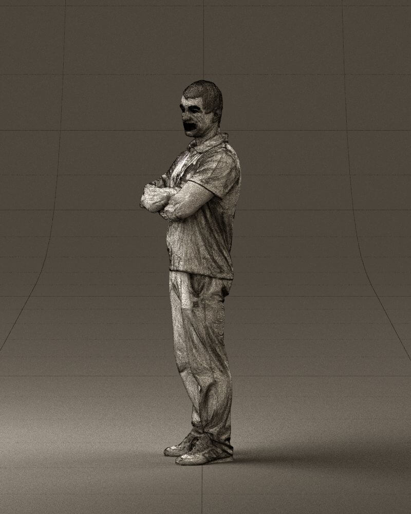 Man in Black in Close Pose (0827) - 3D Model by 3DFarm