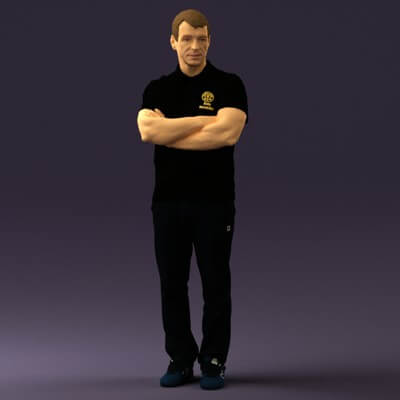 Man in Black in Close Pose (0827) - 3D Model by 3DFarm