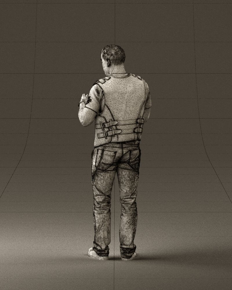 Man in Black Vest Jeans Boxer Pose (0815) - 3D Model by 3DFarm