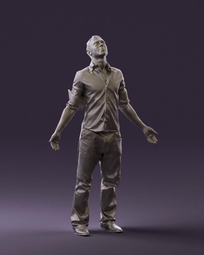 Man in Blessed Pose in Blue (0602) - 3D Model by 3DFarm