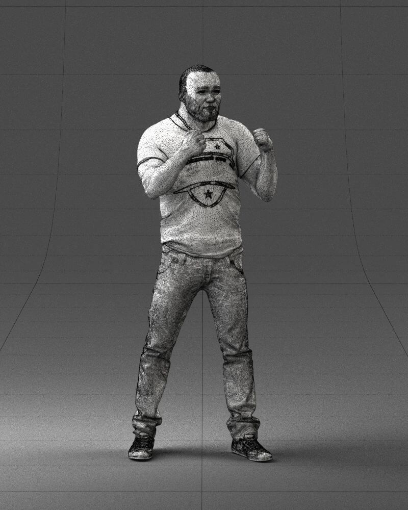 Man in Boxer Pose (0019) - 3D Model by 3DFarm