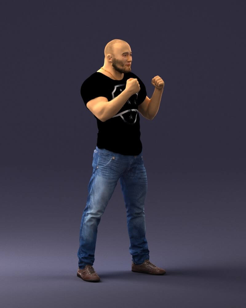 Man in Boxer Pose (0019) - 3D Model by 3DFarm