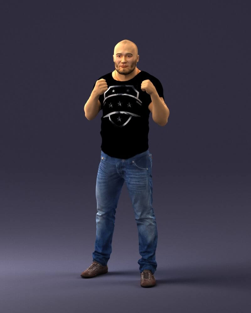 Man in Boxer Pose (0019) - 3D Model by 3DFarm