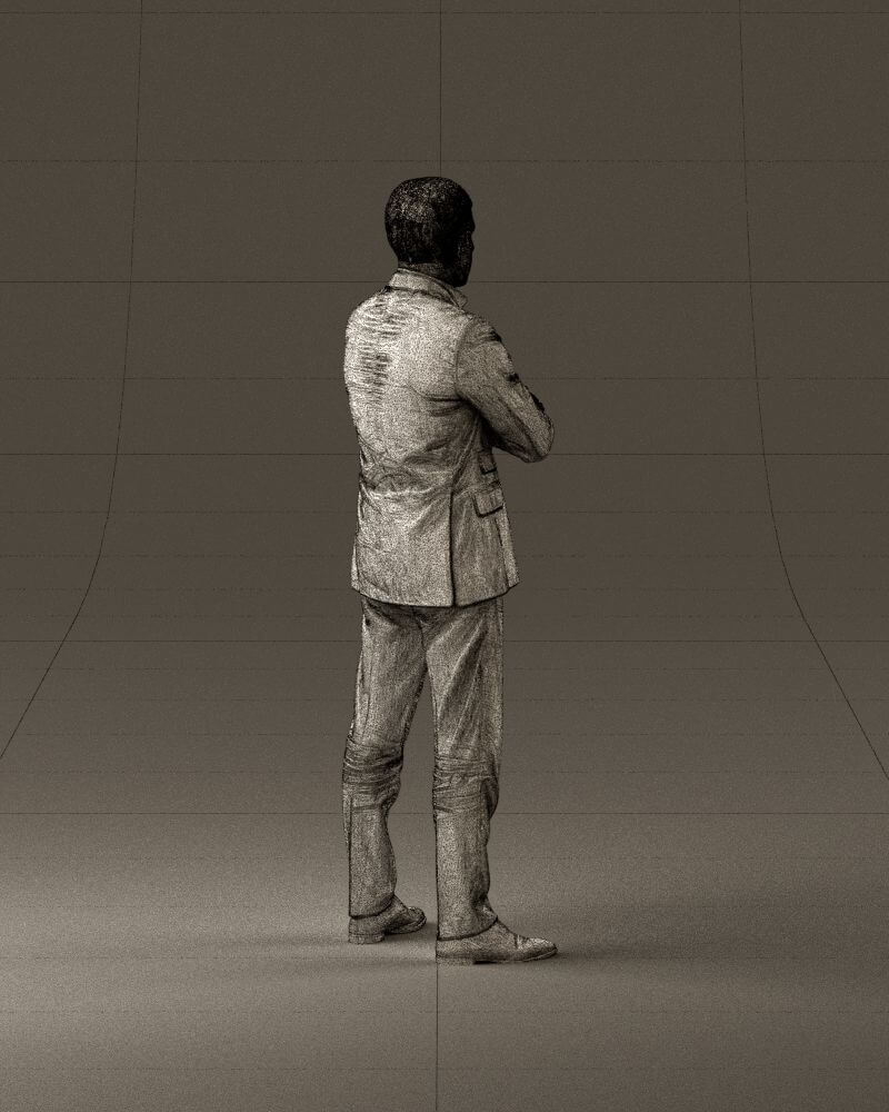 Man in Close Pose in Blue Square Suit (001027) - 3D Model by 3DFarm