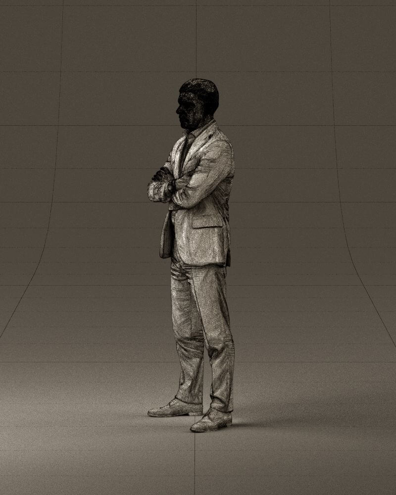 Man in Close Pose in Blue Square Suit (001027) - 3D Model by 3DFarm