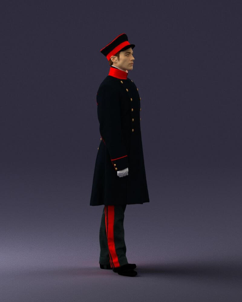 Man in Full Military Uniform (0179) - 3D Model by 3DFarm