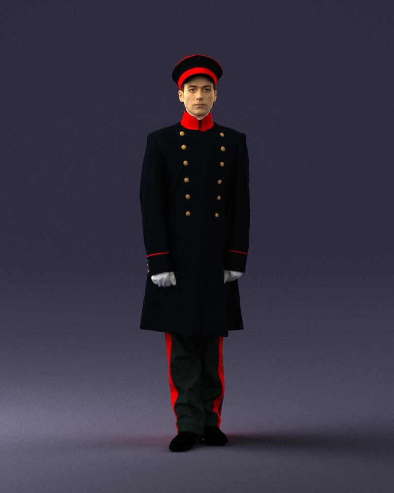 Man in Full Military Uniform (0179) - 3D Model by 3DFarm