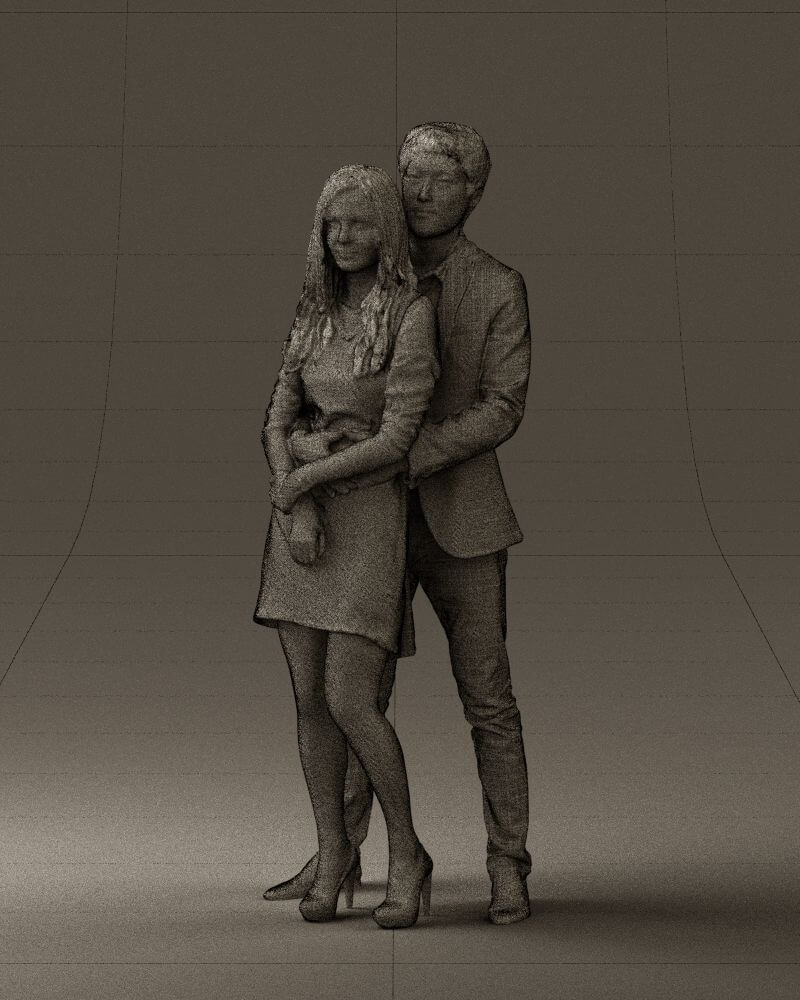 Man in Gray Hugs Woman (0629) - 3D Model by 3DFarm