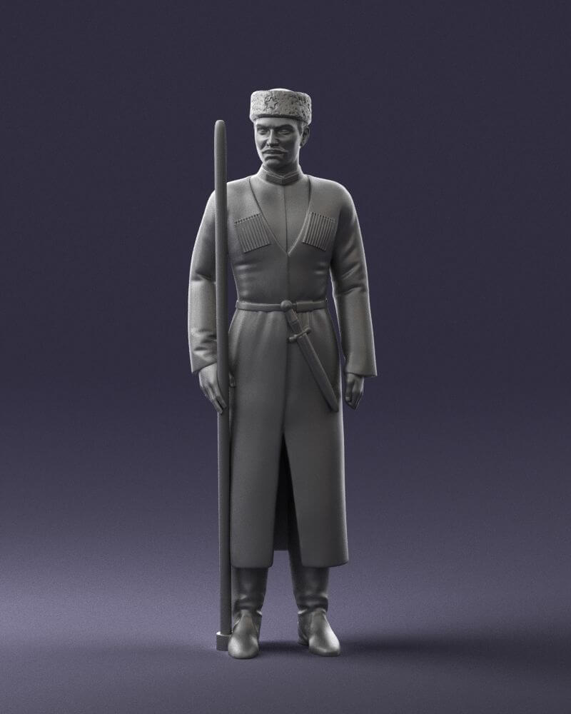 000107 Cossack Guard Soldier in Traditional Uniform 0116 - 3D Model by ...