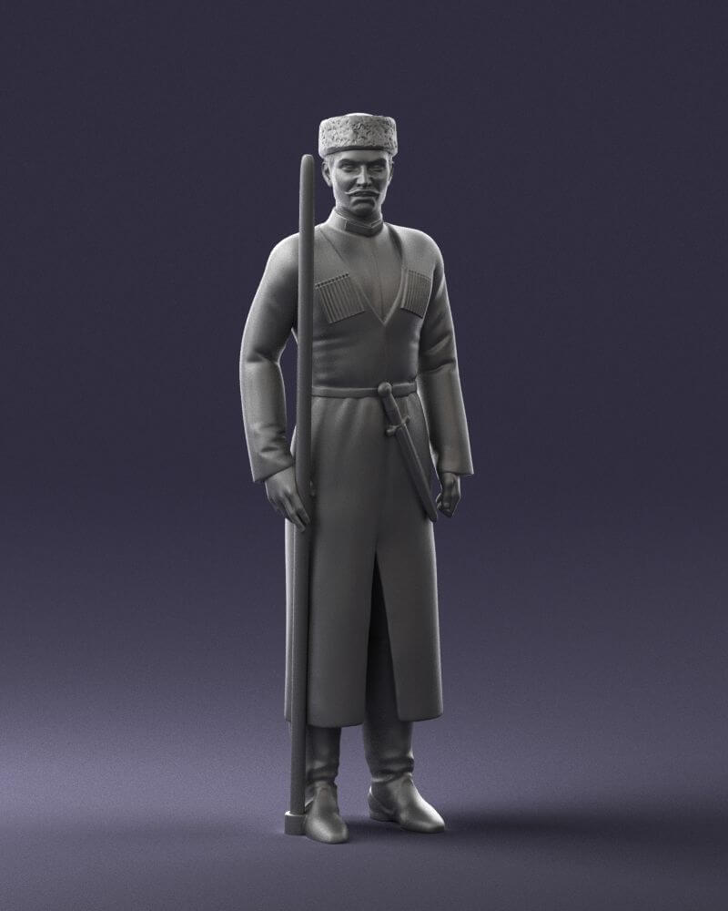 000107 Cossack Guard Soldier in Traditional Uniform 0116 - 3D Model by ...