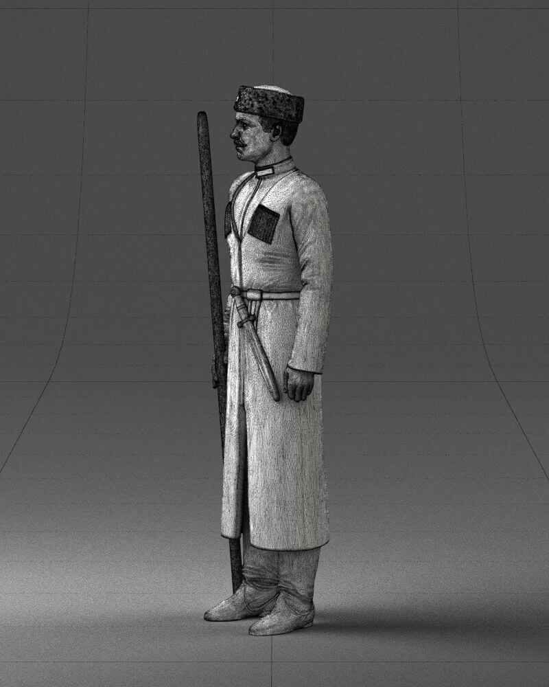 000107 Cossack Guard Soldier in Traditional Uniform 0116 - 3D Model by ...