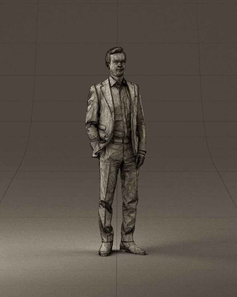 Man in Panzer Gray Suit Hand in Pocket (000983) - 3D Model by 3DFarm
