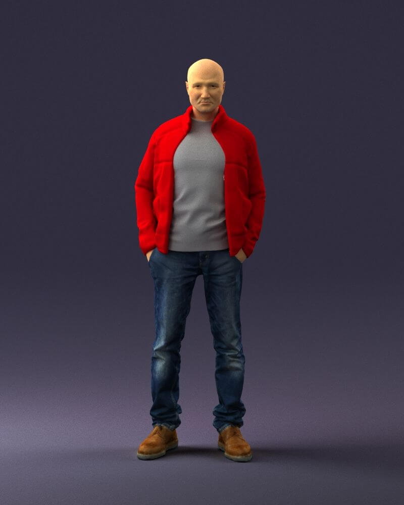 Man in Red T-Shirt (0244) 3D Model by 3DFarm
