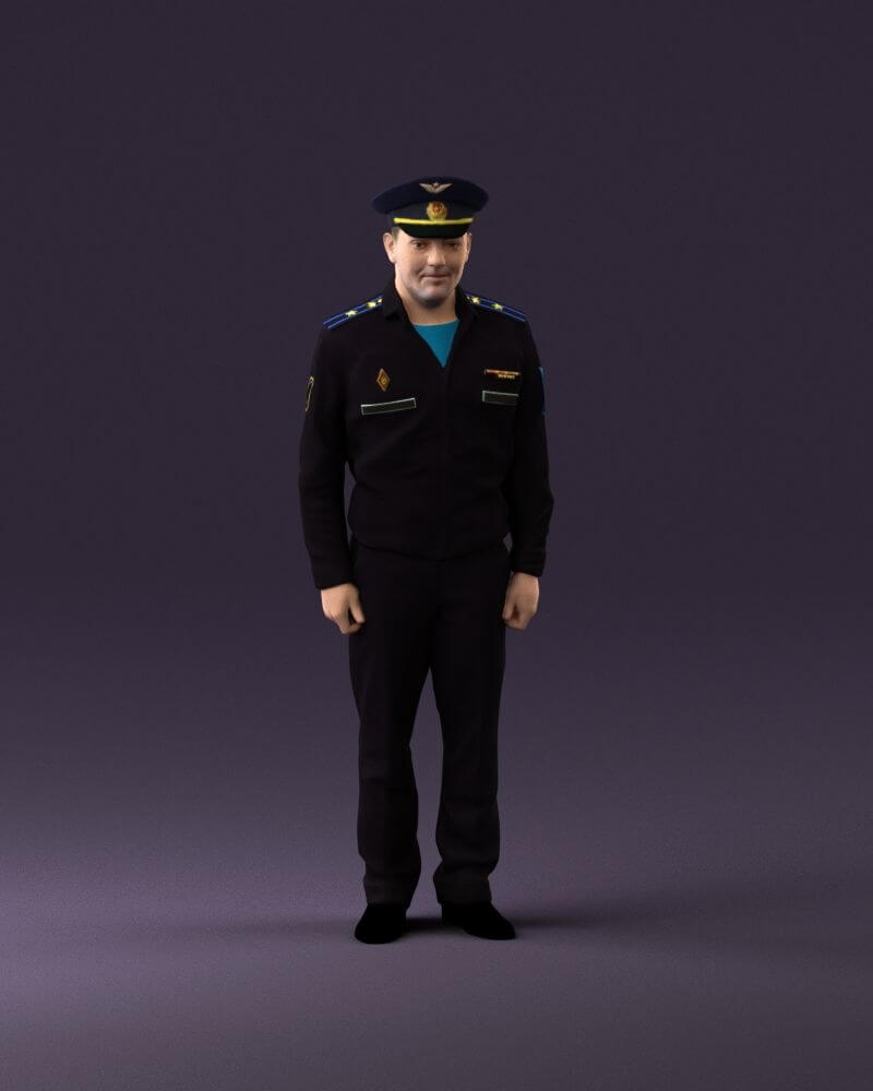 Man in Russian Army Blue Uniform (1110) - 3D Model by 3DFarm