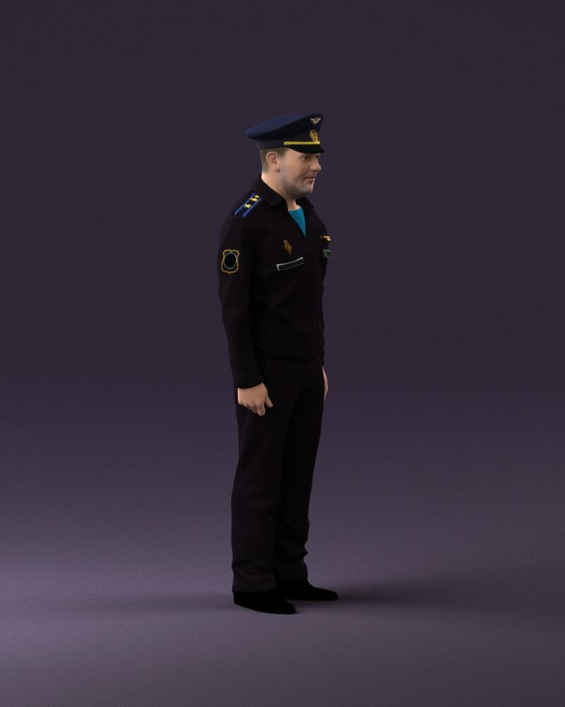 Man in Russian Army Blue Uniform (1110) - 3D Model by 3DFarm