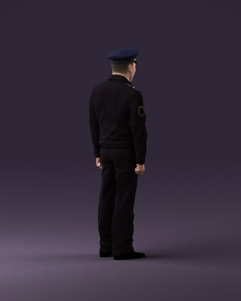 Man in Russian Army Blue Uniform (1110) - 3D Model by 3DFarm