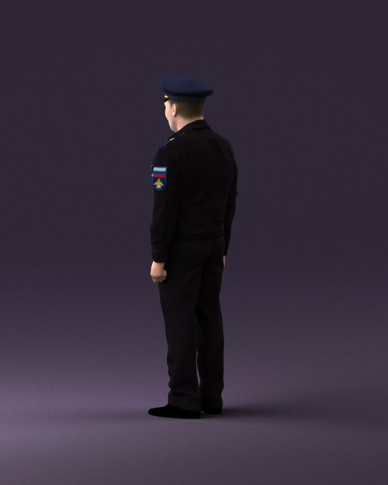 Man in Russian Army Blue Uniform (1110) - 3D Model by 3DFarm