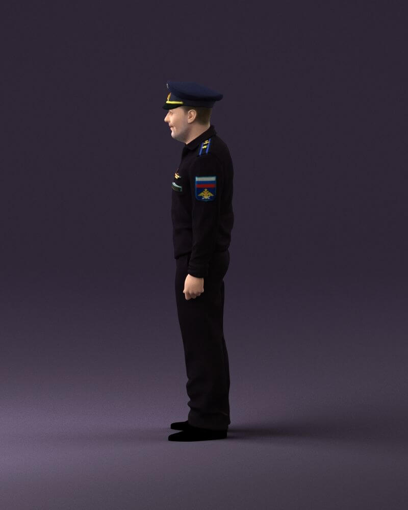 Man in Russian Army Blue Uniform (1110) - 3D Model by 3DFarm