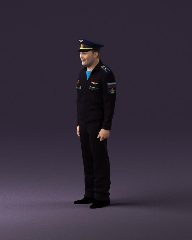 Man in Russian Army Blue Uniform (1110) - 3D Model by 3DFarm