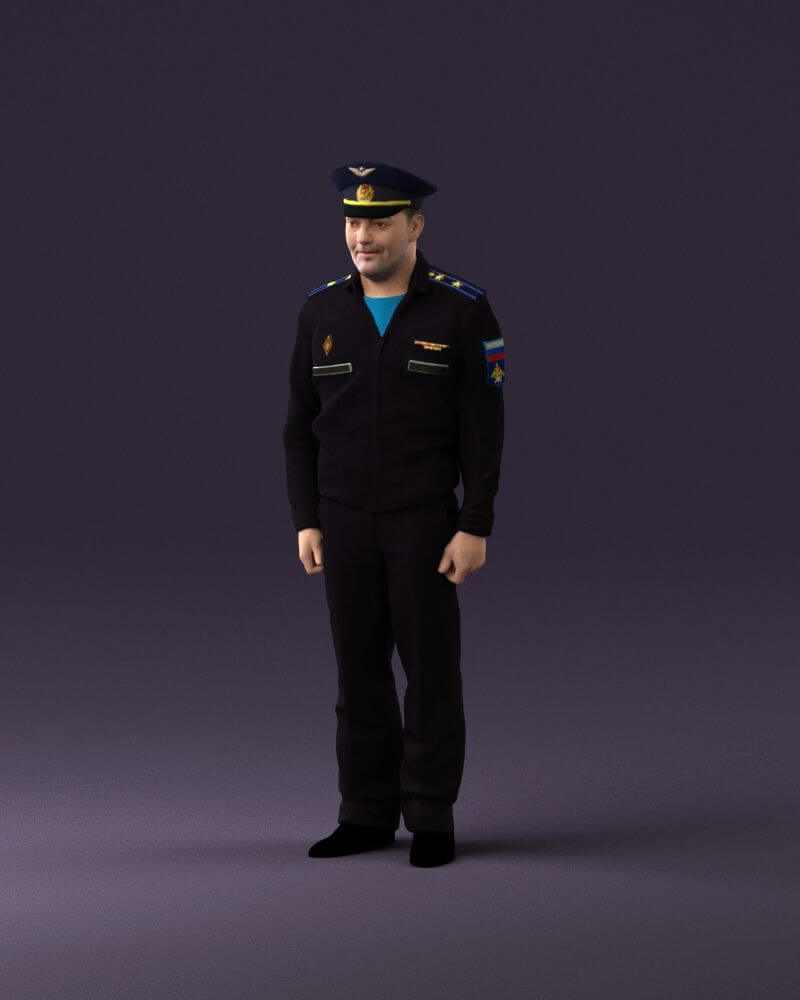 Man in Russian Army Blue Uniform (1110) - 3D Model by 3DFarm