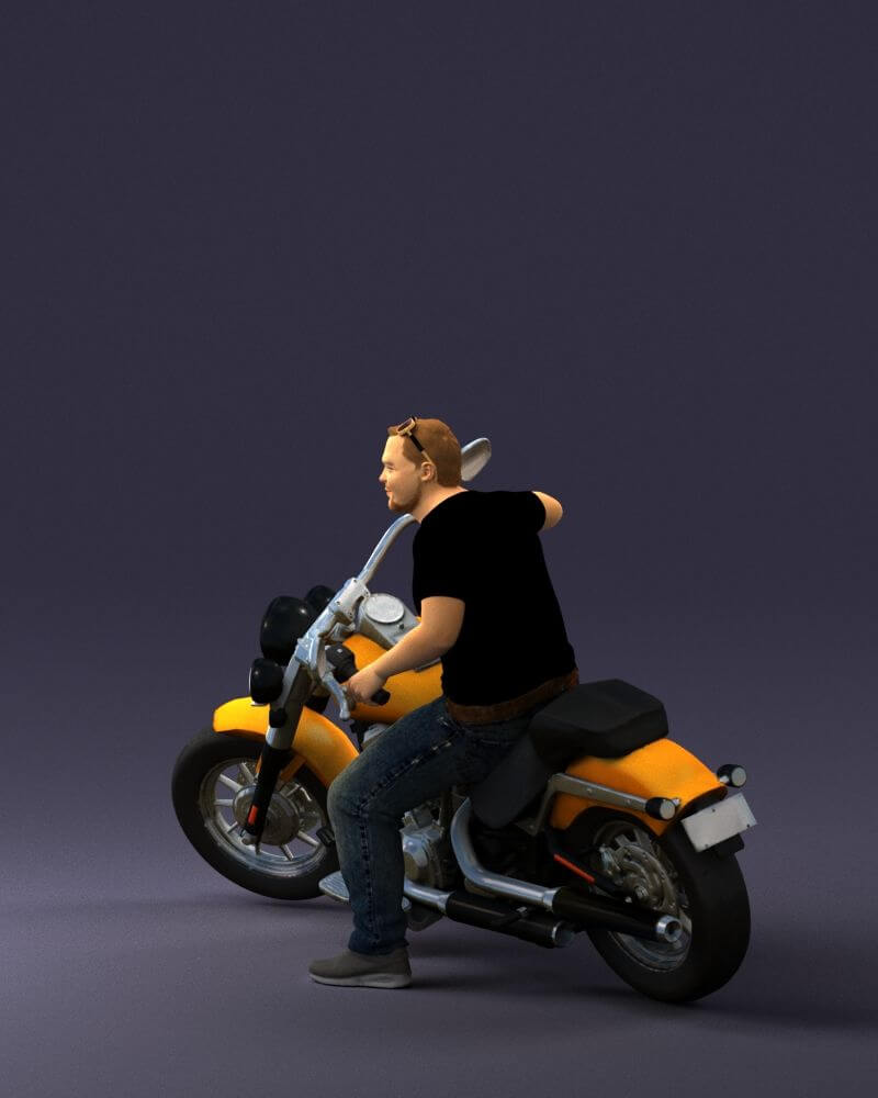 Man On Motorcycle (0142) - 3D Model by 3DFarm