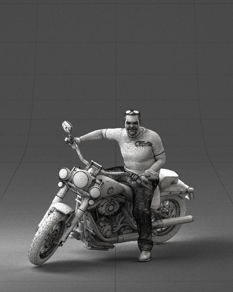 Man On Motorcycle (0142) - 3D Model by 3DFarm