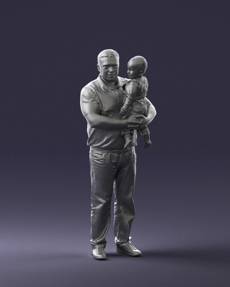 Man with Child (0132) - 3D Model by 3DFarm