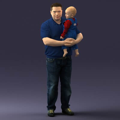 000466 Father Holding Baby - 3D Model by 3DFarm
