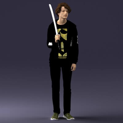 000239 Young Man Holding a Sword 0107 - 3D Model by 3DFarm