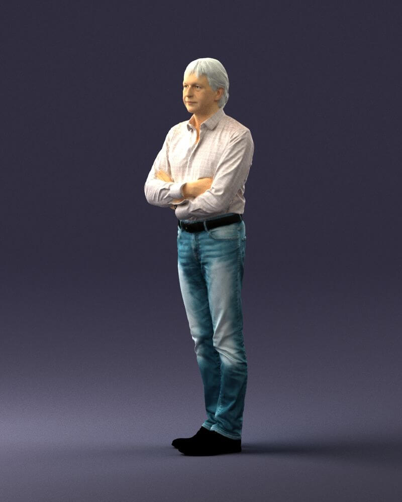 Middle Aged Man in Shirt and Jeans (0164) - 3D Model by 3DFarm