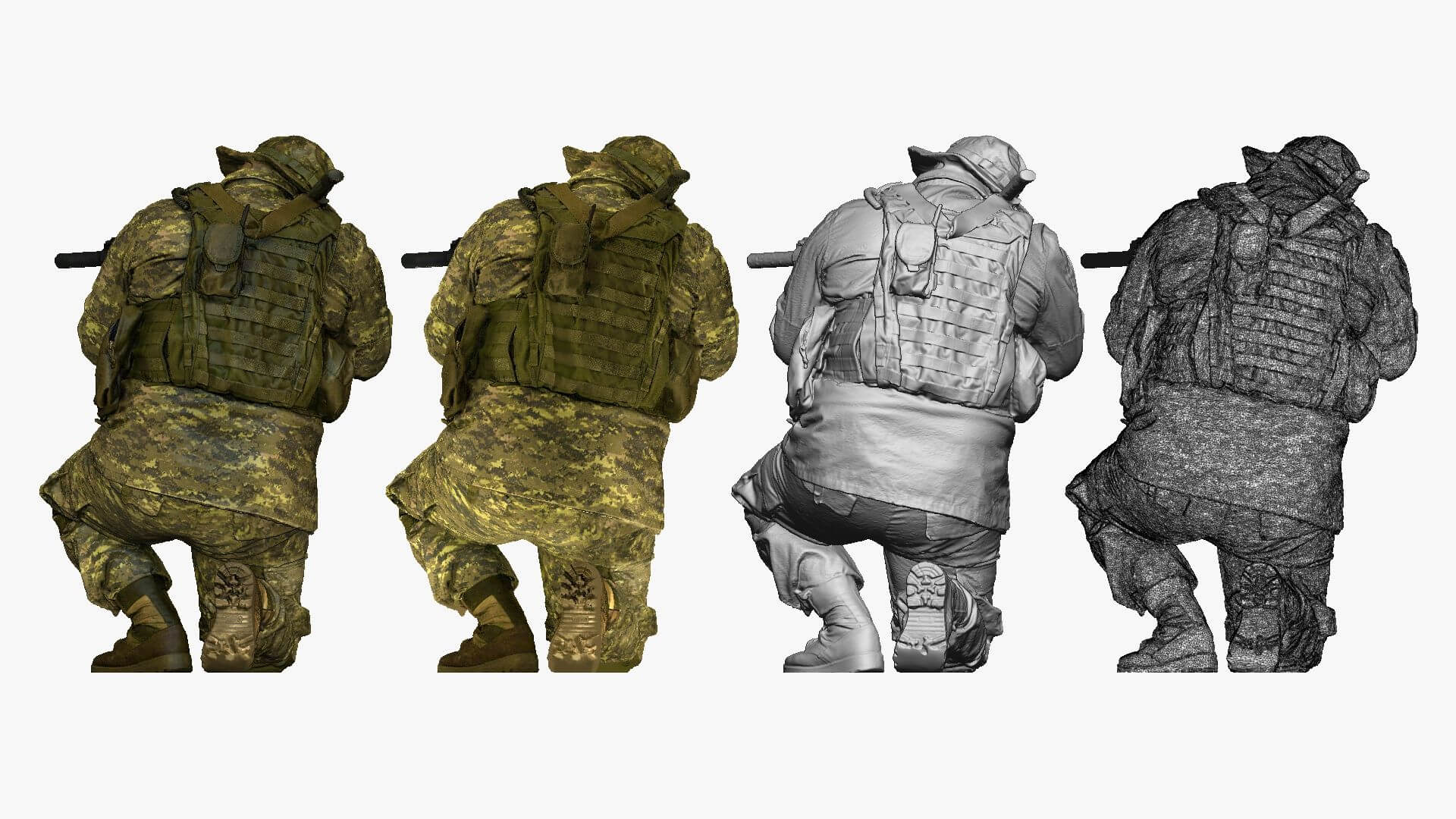 Modern Soldier Aiming on Knee Honey-Badger (001151) 3D Model by 3DFarm