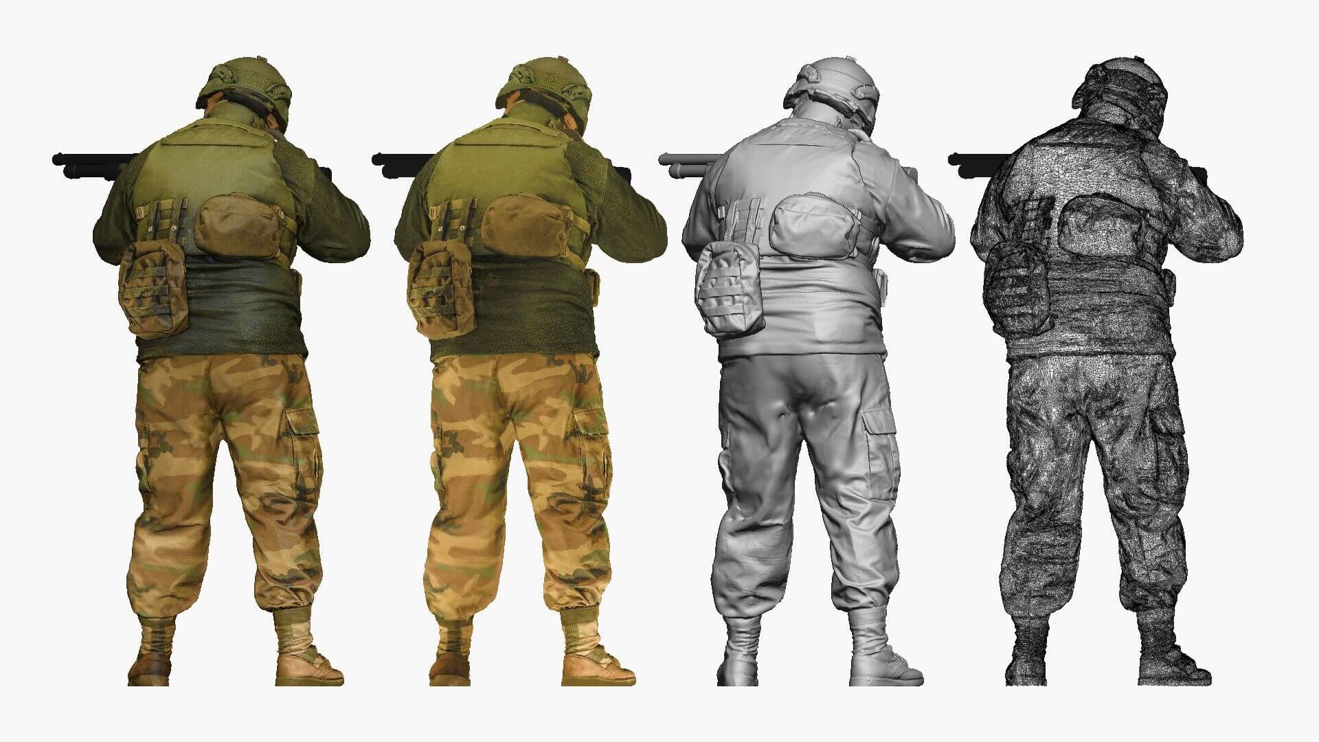 Modern Soldier Aiming with Pump Shotgun (001150) - 3D Model by 3DFarm