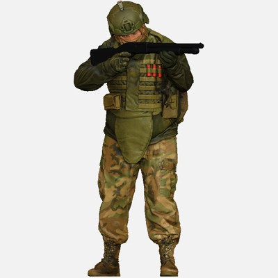 Modern Soldier Aiming with Pump Shotgun (001150) - 3D Model by 3DFarm