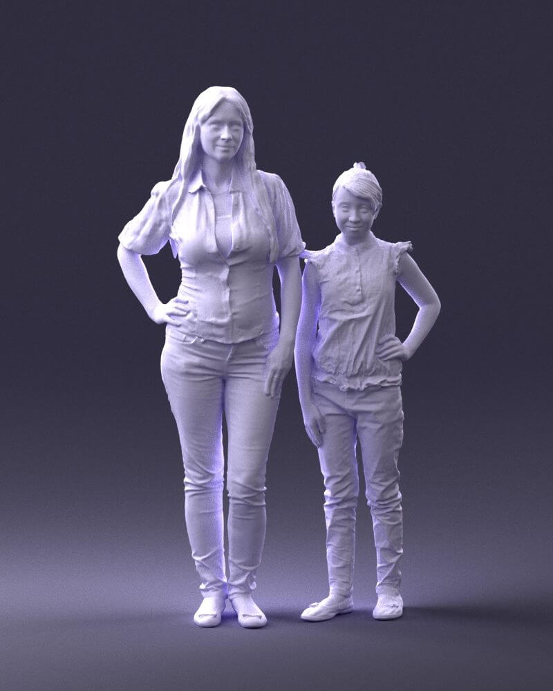 Mom and Daughter (0026) - 3D Model by 3DFarm