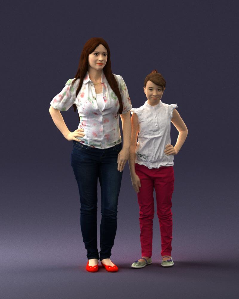 Mom And Daughter 0026 3d Model By 3dfarm