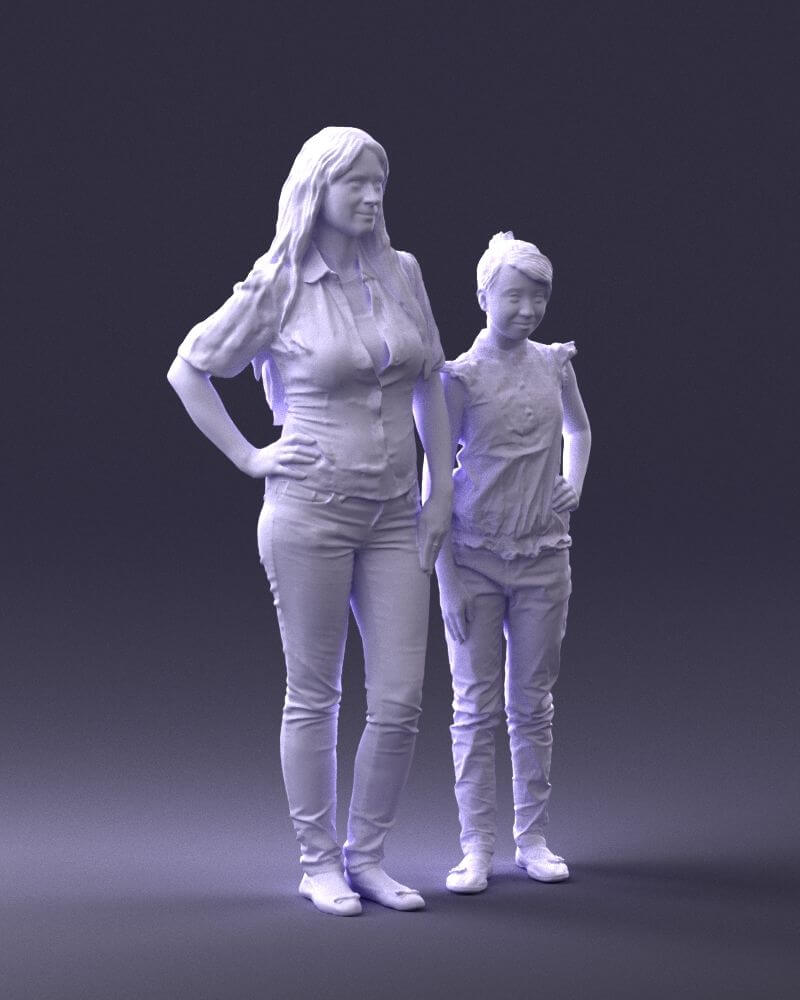 Mom And Daughter 0026 3d Model By 3dfarm