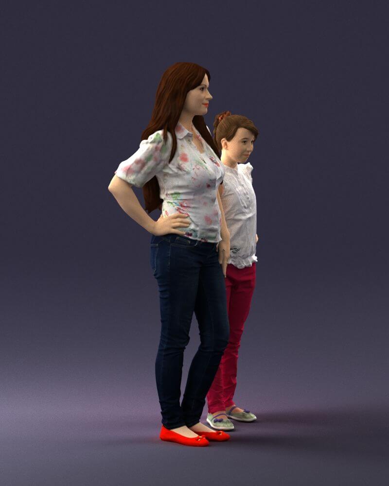Mom And Daughter 0026 3d Model By 3dfarm