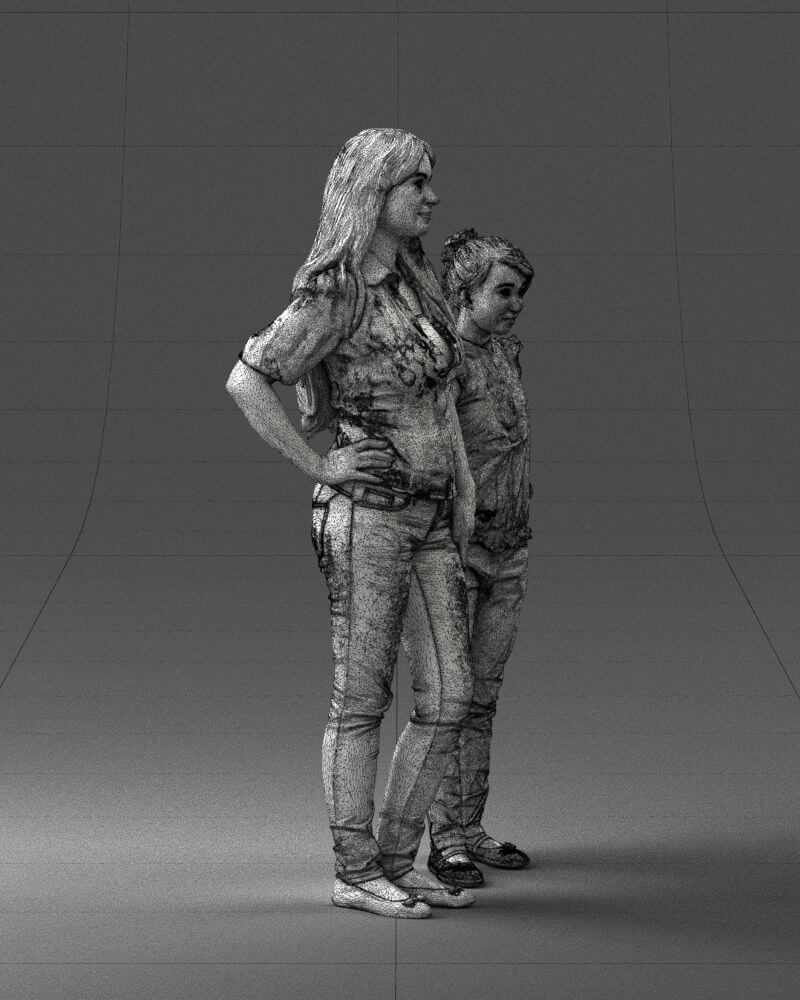 Mom And Daughter 0026 3d Model By 3dfarm